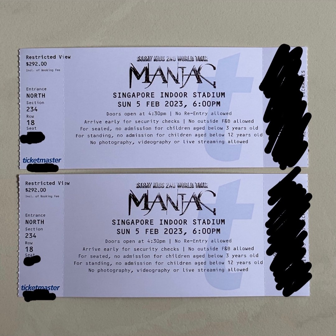 Cat 6 Stray Kids Second World Tour Maniac Singapore SG Concert Tickets ...