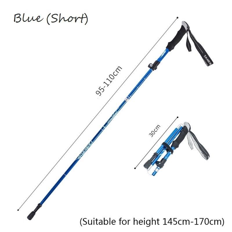 Collapsible Tri-fold Trekking Hiking Poles / Carbon Fiber Walking Stick ...
