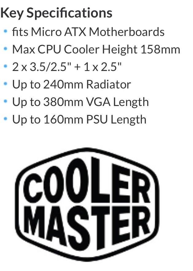 Cooler Master CMP305 ARGB mATX TG, Computers & Tech, Parts ...