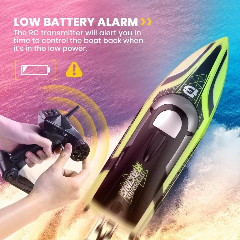 DEERC RC Boat Remote Control Boat with LED Light for Pools & Lakes,20 ...