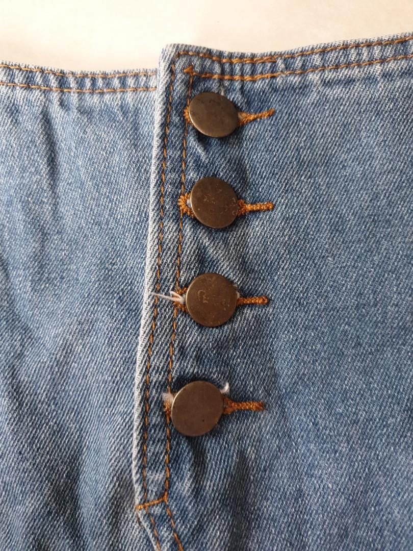 Denim Skirt With Front Bottons, Women's Fashion, Bottoms, Skirts on ...