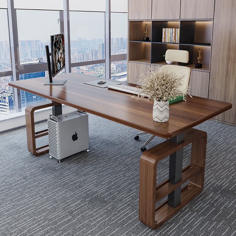 Dual Motor Rising Desk with 25mm Thick Solid Wood Table Top Boss Desk 1 ...