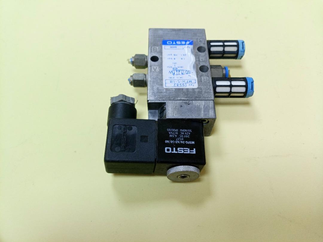 Festo MSFG-24/42-50/60 Solenoid Coil With 9982 MFH-5-1 / 8 Solenoid ...