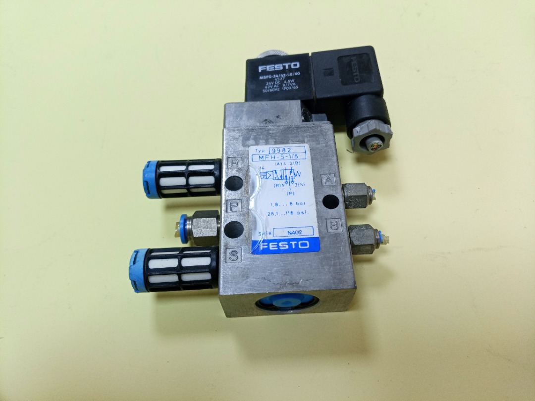 Festo MSFG-24/42-50/60 Solenoid Coil With 9982 MFH-5-1 / 8 Solenoid ...