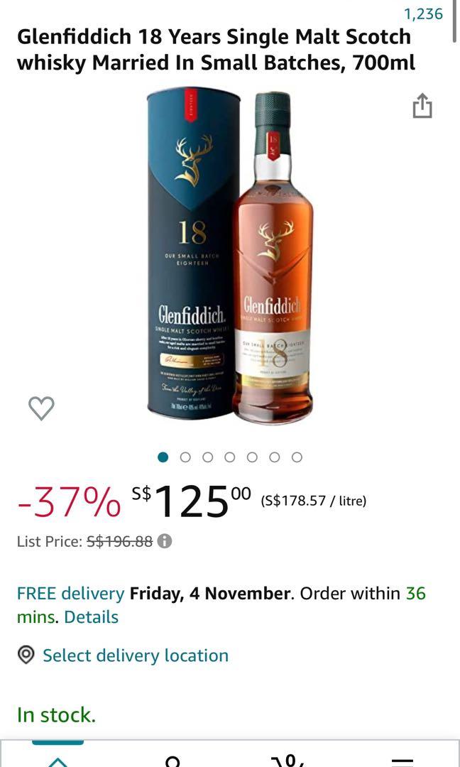 Glenfiddich 18 Years Single MaltScotch Whisky married in small batches ...