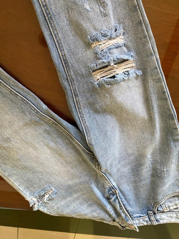 Hard Denim Tattered Jeans, Women's Fashion, Bottoms, Jeans on Carousell