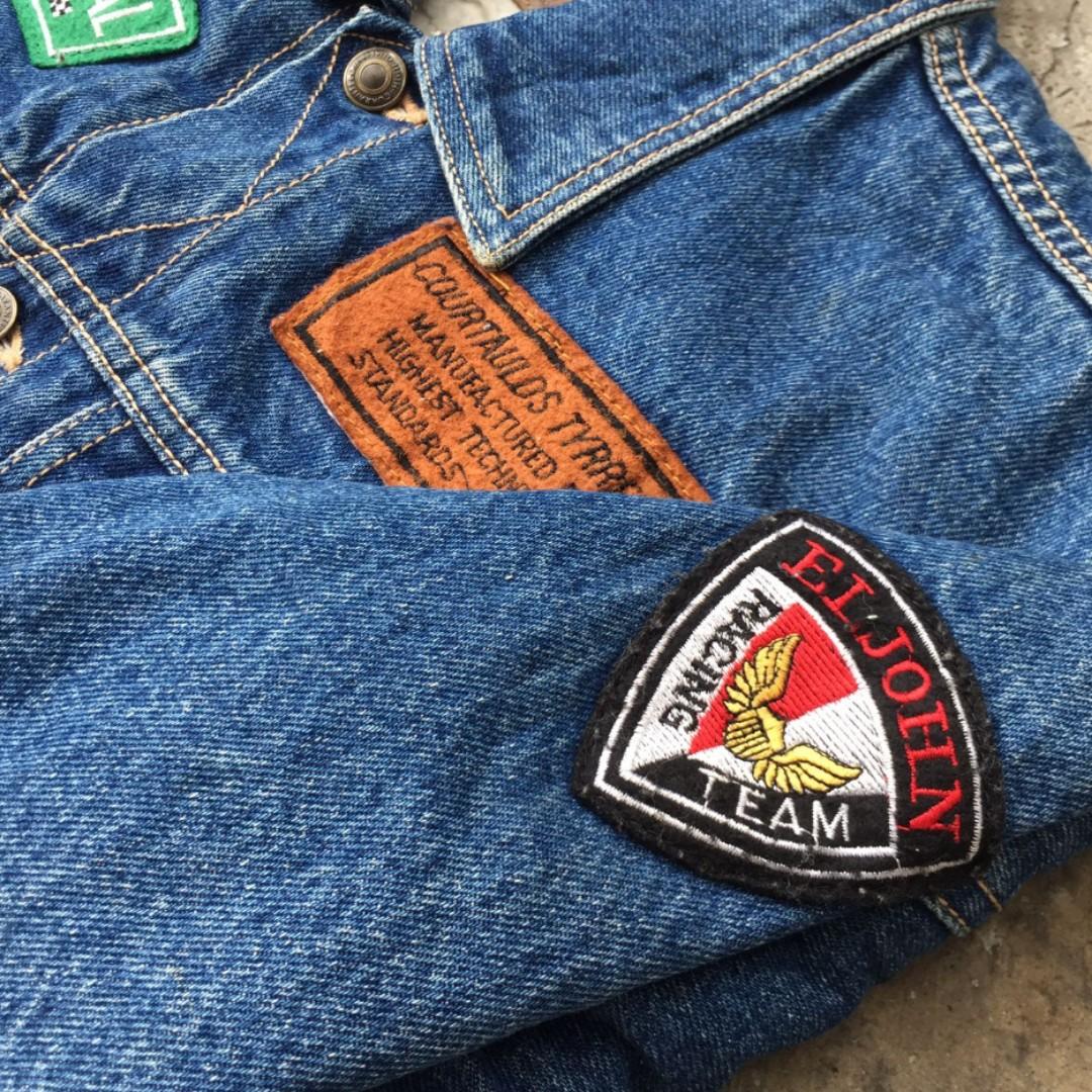 Jaket Denim Eljohn Racing, Fesyen Pria, Pakaian , Baju Luaran di Carousell