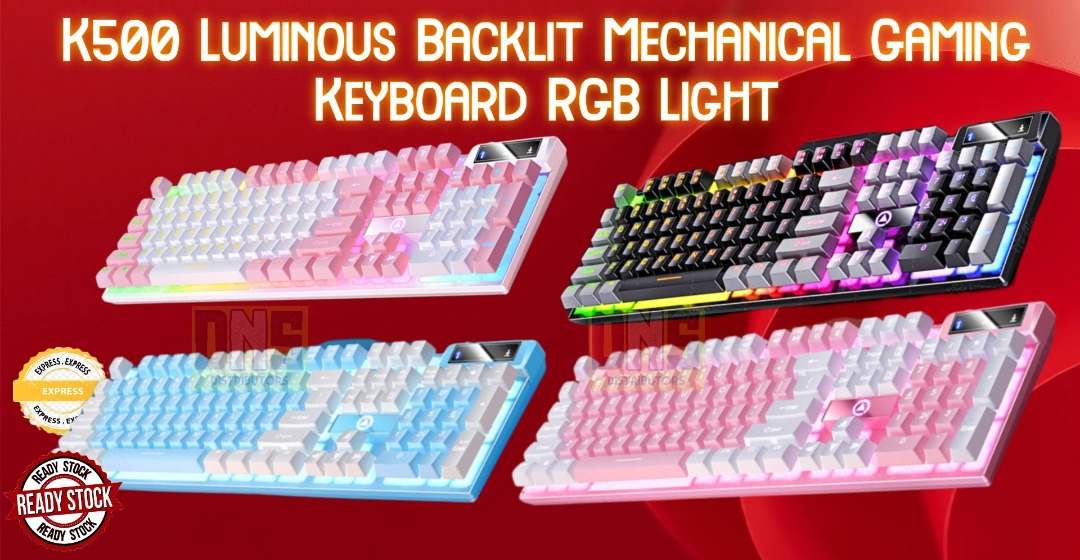 K500 Luminous Backlit Mechanical Gaming Keyboard RGB Light Suspended ...