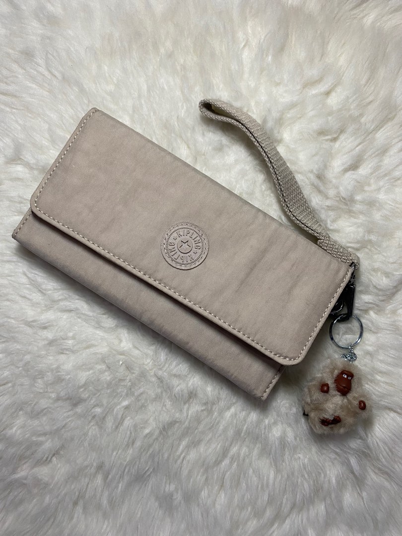 Kipling continental grey wallet with monkey wristlet, Women's Fashion ...