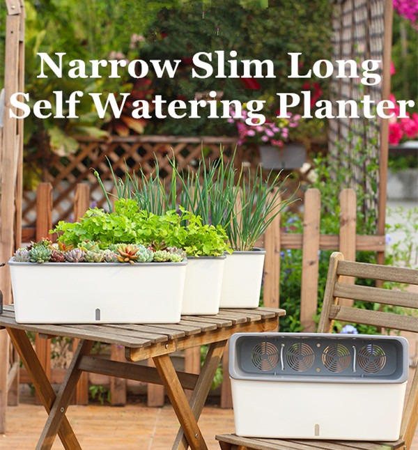 Narrow Long Self Watering Pot Planter, Furniture & Home Living ...