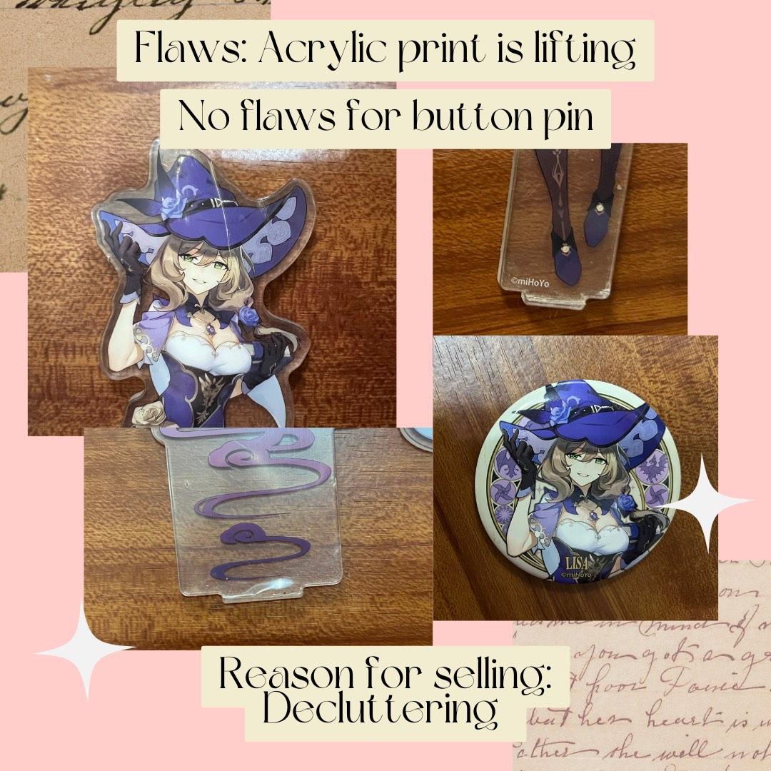 Official Genshin Impact Lisa Acrylic Standee and Button Pin, Hobbies ...