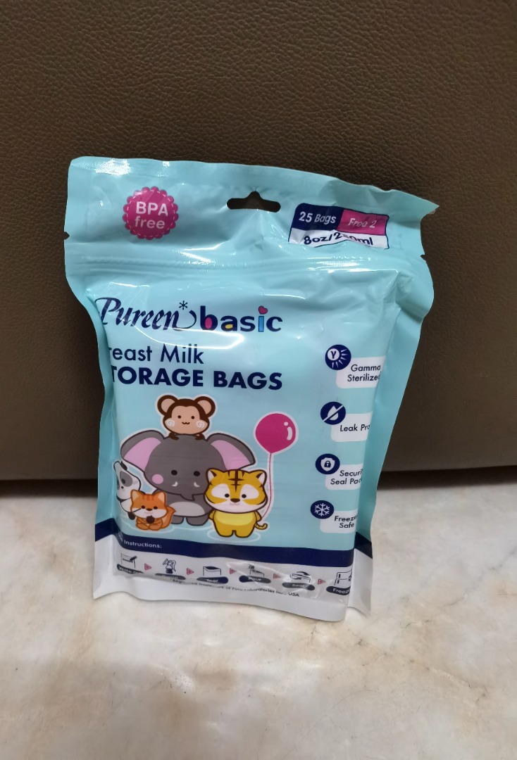 (ORIGINAL) PUREEN BASIC BREAST MILK STORAGE BAGS (8 oz/250ml), Babies ...