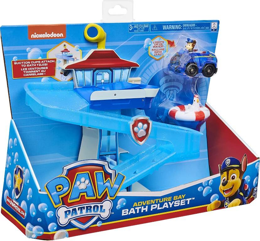Paw Patrol, Adventure Bay Bath Playset with Light-up Chase Vehicle ...