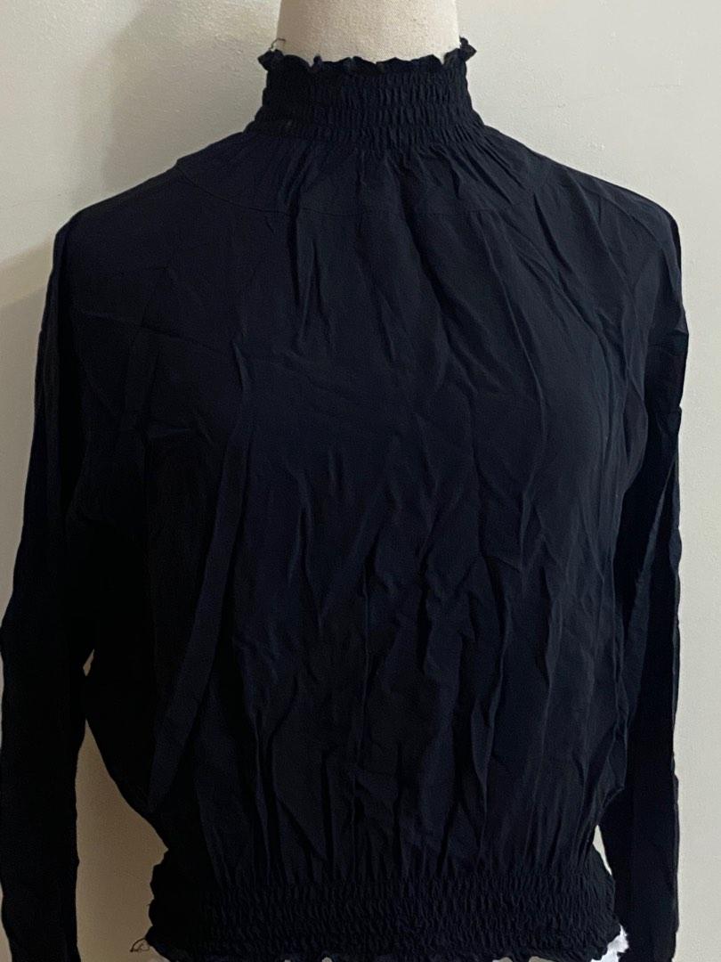 Plain Black Turtle Neck Blouse, Women's Fashion, Tops, Longsleeves on ...