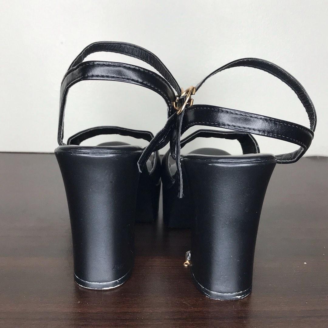 Platform Heels Korean Black Chunky Block Pumps Stiletto Pageant Evening ...