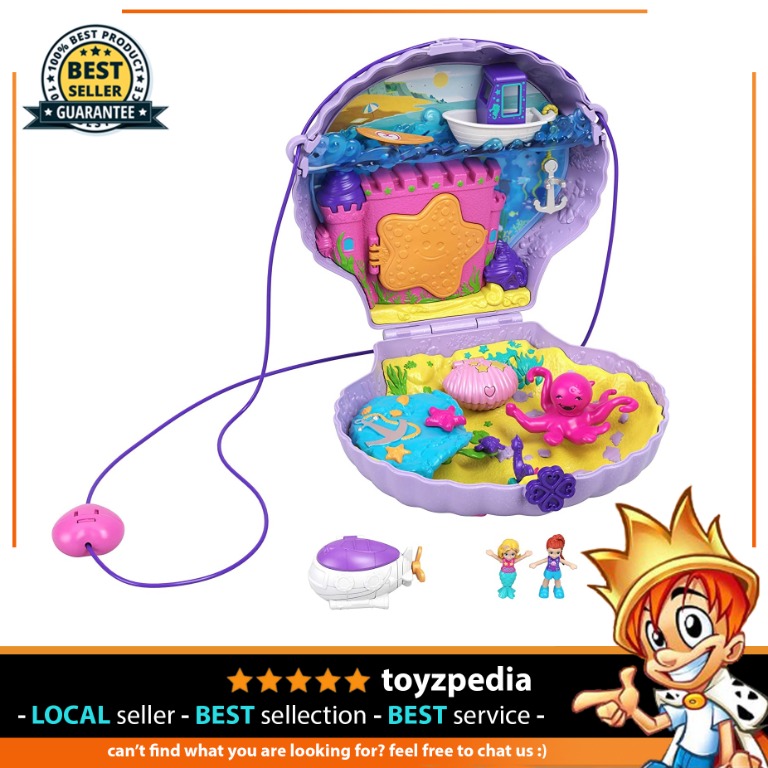 Polly Pocket Tiny Power Seashell Purse Compact with Wearable Strap, Fun ...