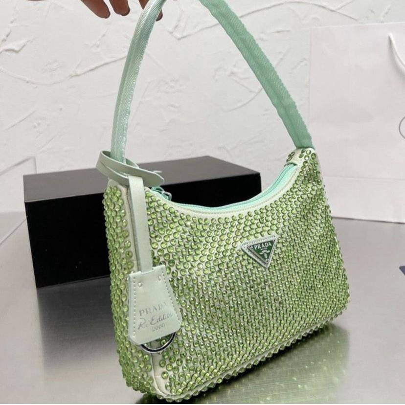 Prada satin mini bag bedazzled, Luxury, Bags & Wallets on Carousell