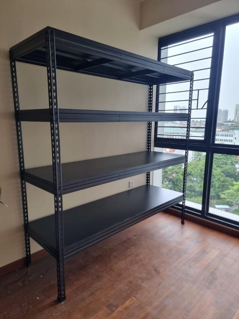 Premium Black Metal Boltless Rack, Metal Storage Rack, PVC Wood ...