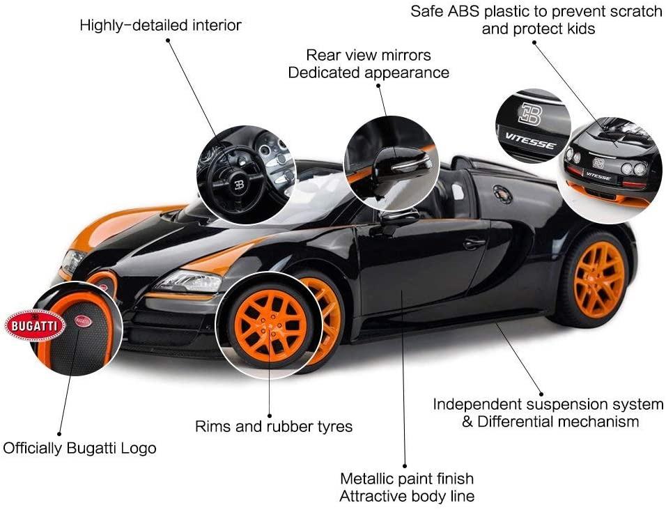 RASTAR Bugatti Toy Car, 1/14 Bugatti Remote Control Car, Bugatti Veyron ...
