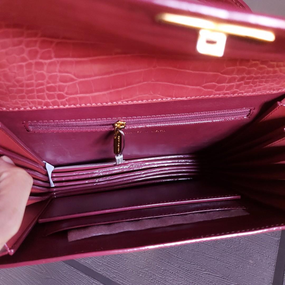 Rust-Colored Charles & Keith Croc-Skin Texture Accordion Bag, Women's ...