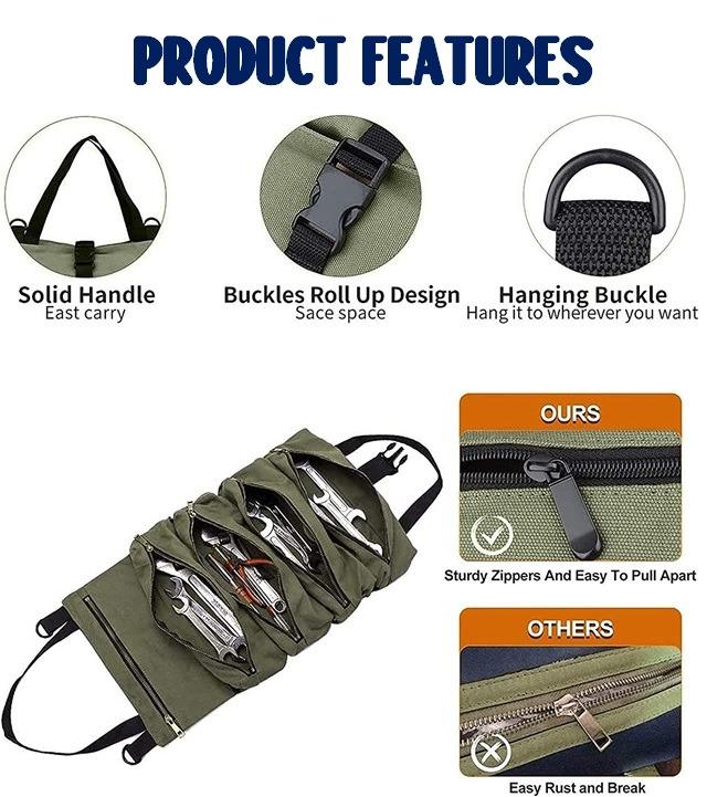 SANKI 5 ZIPPER ROLL UP TOOL BAG/ MULTI PURPOSE ROLL UP TOOLS BAG ...