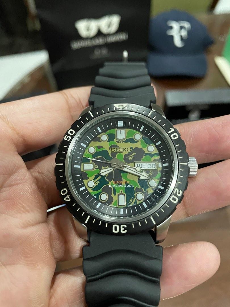 Limited Edition Seiko x BAPE Mechanical Divers Watch, Men's Fashion ...