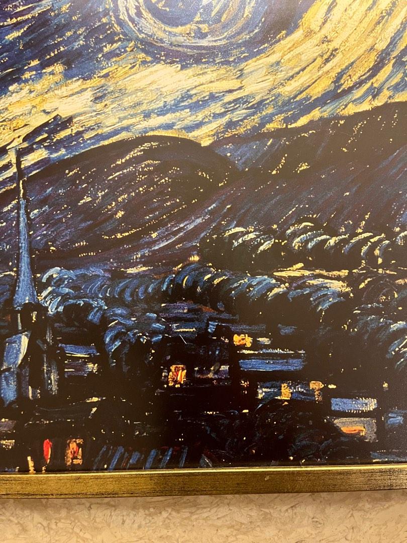 Starry Night - Van Gogh Print with golden frame, Furniture & Home ...