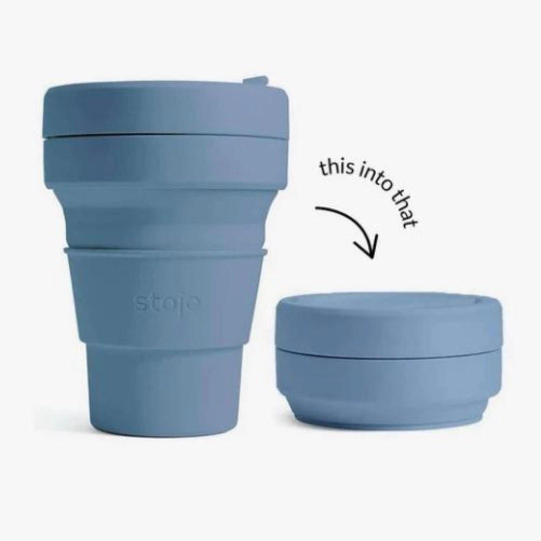 STOJO 12oz/355ml Collapsible Takeaway Coffee Cup in Steel Blue ...