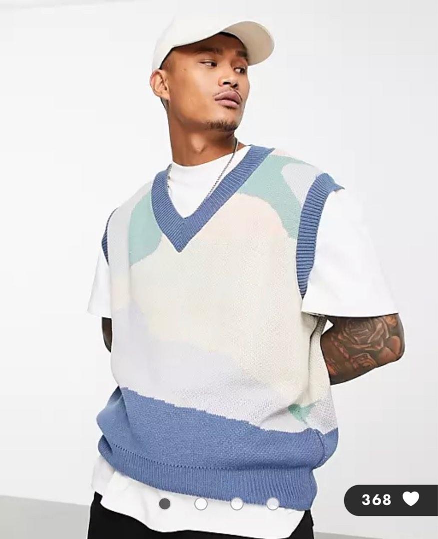 Topman Oversized Knitted Vest, Men's Fashion, Tops & Sets, Vests on ...