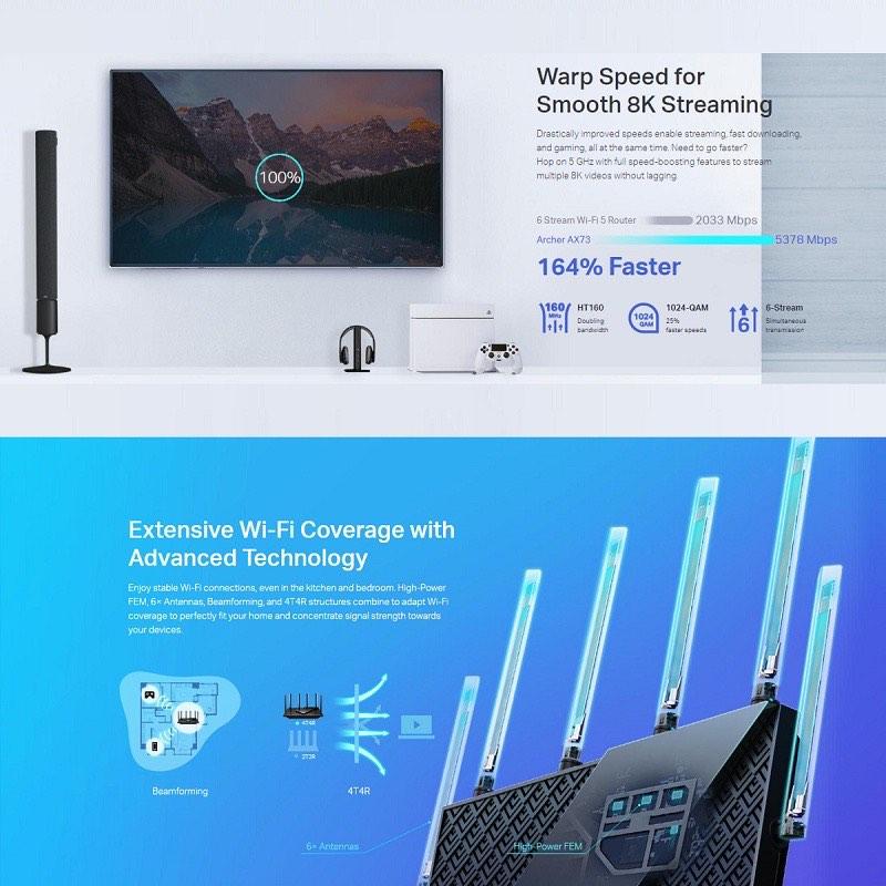 TP-Link Archer AX73 AX5400 2.4ghz/5G Dual-Band Gigabit Wifi 6 Modem ...