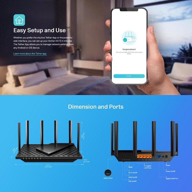 TP-Link Archer AX73 AX5400 2.4ghz/5G Dual-Band Gigabit Wifi 6 Modem ...