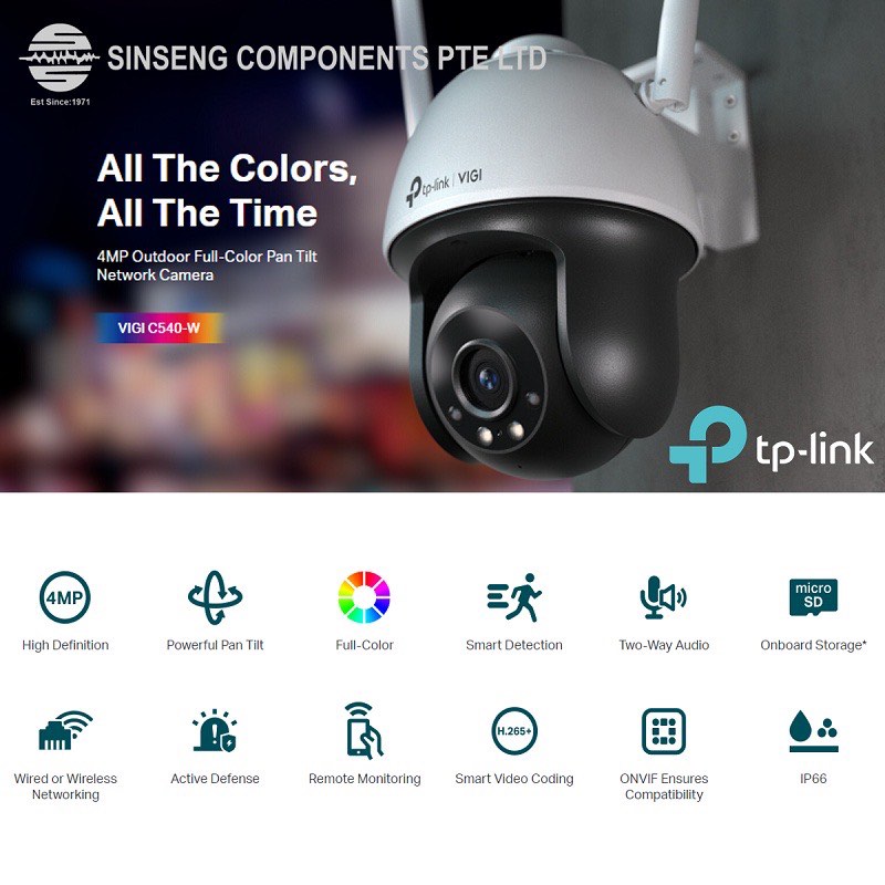 TP-Link VIGI C540-W PTZ 4MP Outdoor Full-Color Wi-Fi Pan Tilt Zoom CCTV ...