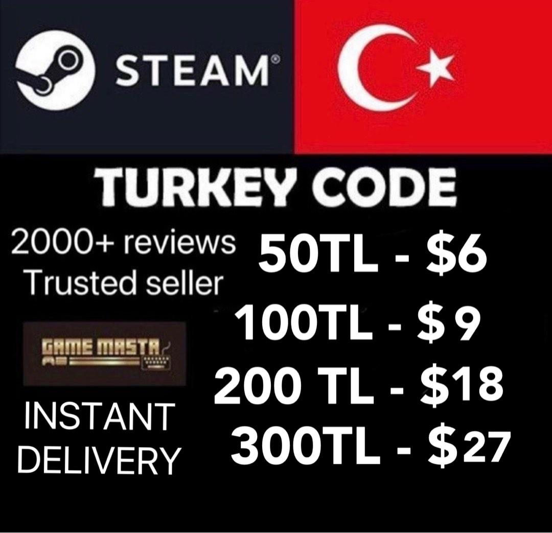 Turkey Steam Wallet Gift Card / Turkey Account, Video Gaming, Video ...