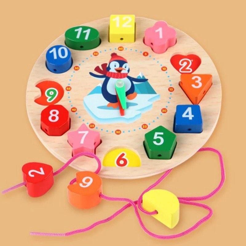 WOODEN CLOCK TOY Children Educational Montessori Toy, Babies & Kids ...