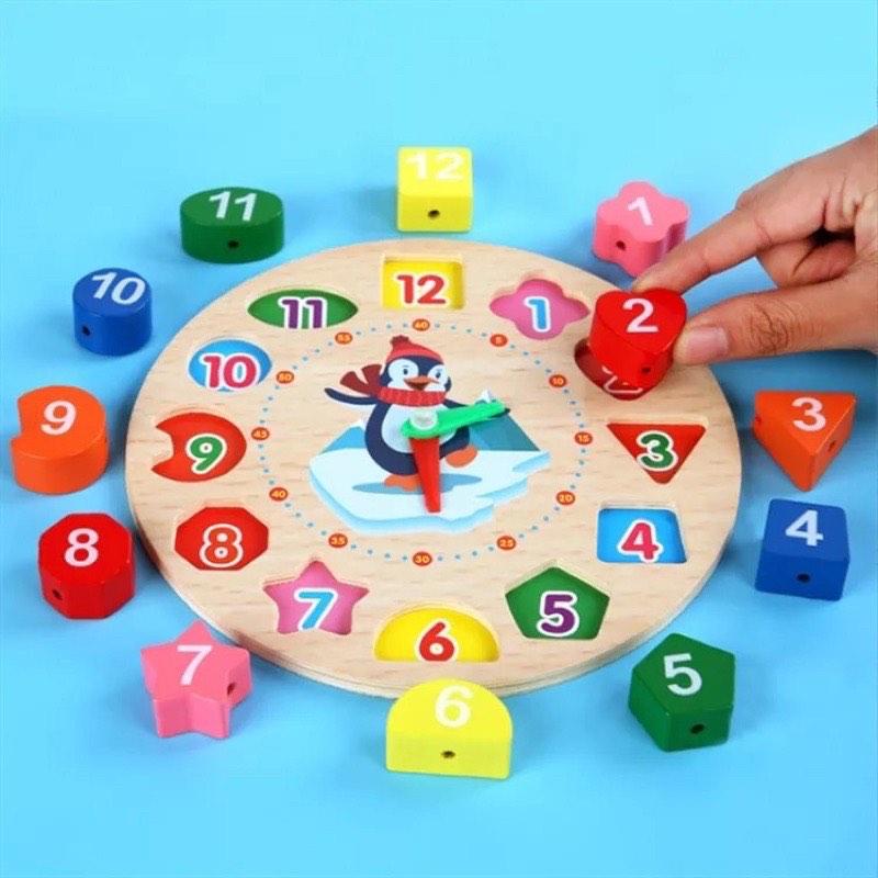 WOODEN CLOCK TOY Children Educational Montessori Toy, Babies & Kids ...