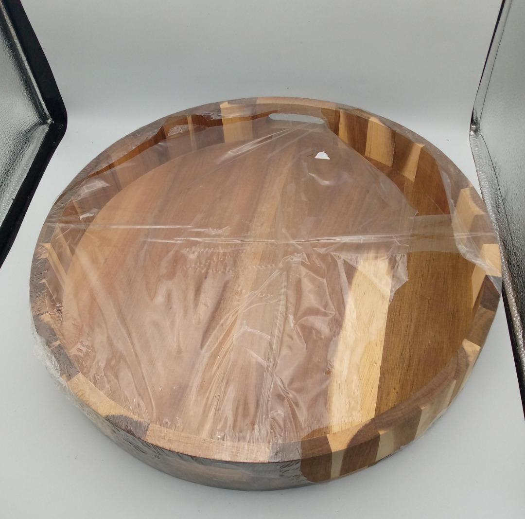 Wooden Round Tray Rustic Antique Serving Tray Round Natural Wood ...