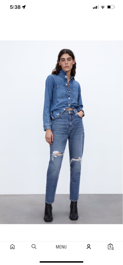ZARA RIPPED MOM JEANS, Women's Fashion, Bottoms, Jeans & Leggings on ...