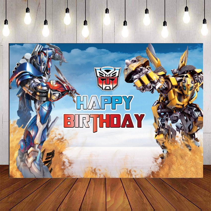 150x90cm Transformers Bumblee Optimus Prime Happy Birthday Backdrop ...