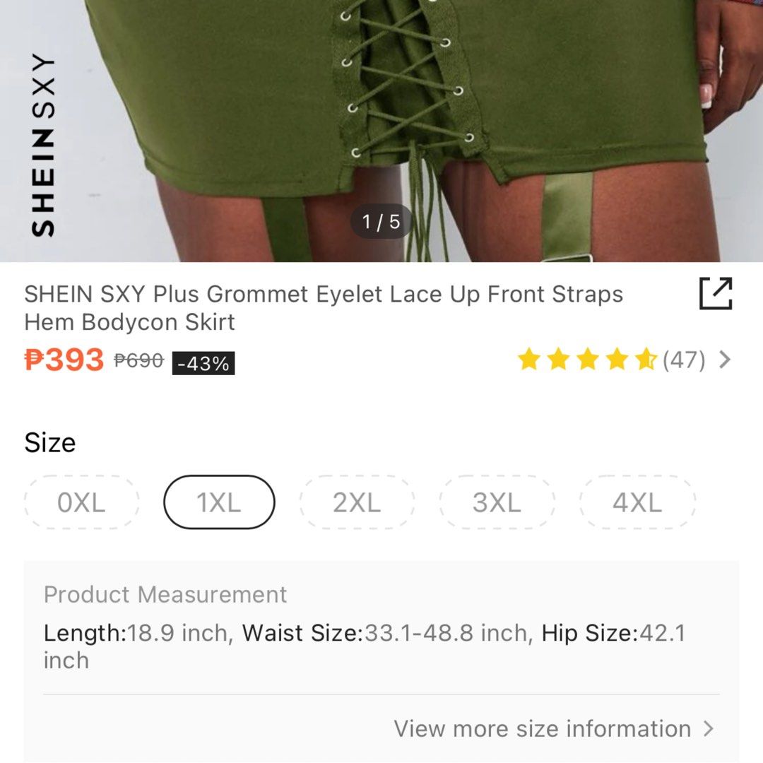 (1XL) SHEIN Curve Plus Size Army Green Tie Lock Mini Skirt, Women's Fashion, Bottoms, Skirts on ...