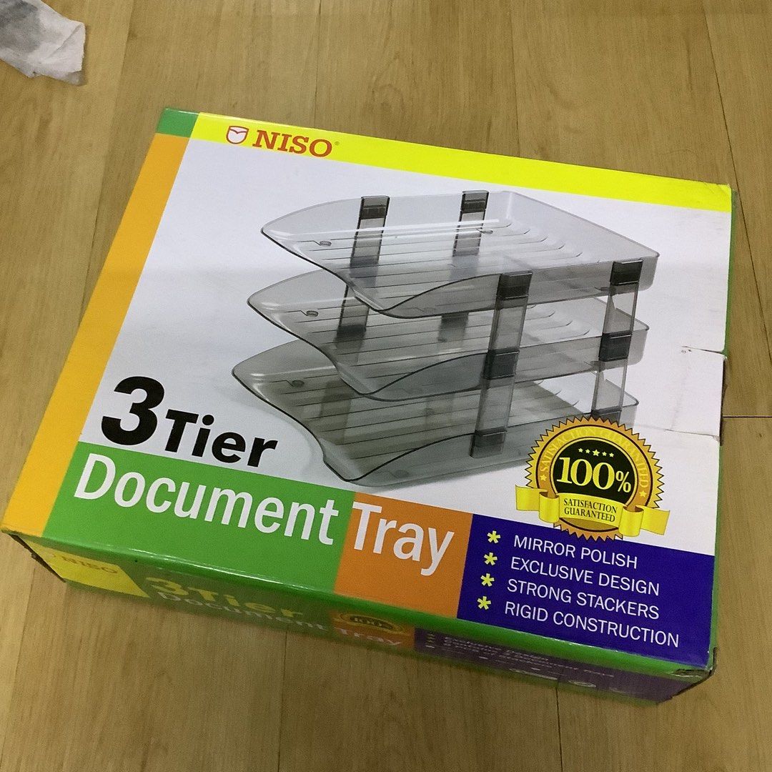 3 TIER DOCUMENT TRAY BLACK / TABLE ORGANIZER / RAK BUKU MEJA TULIS ...