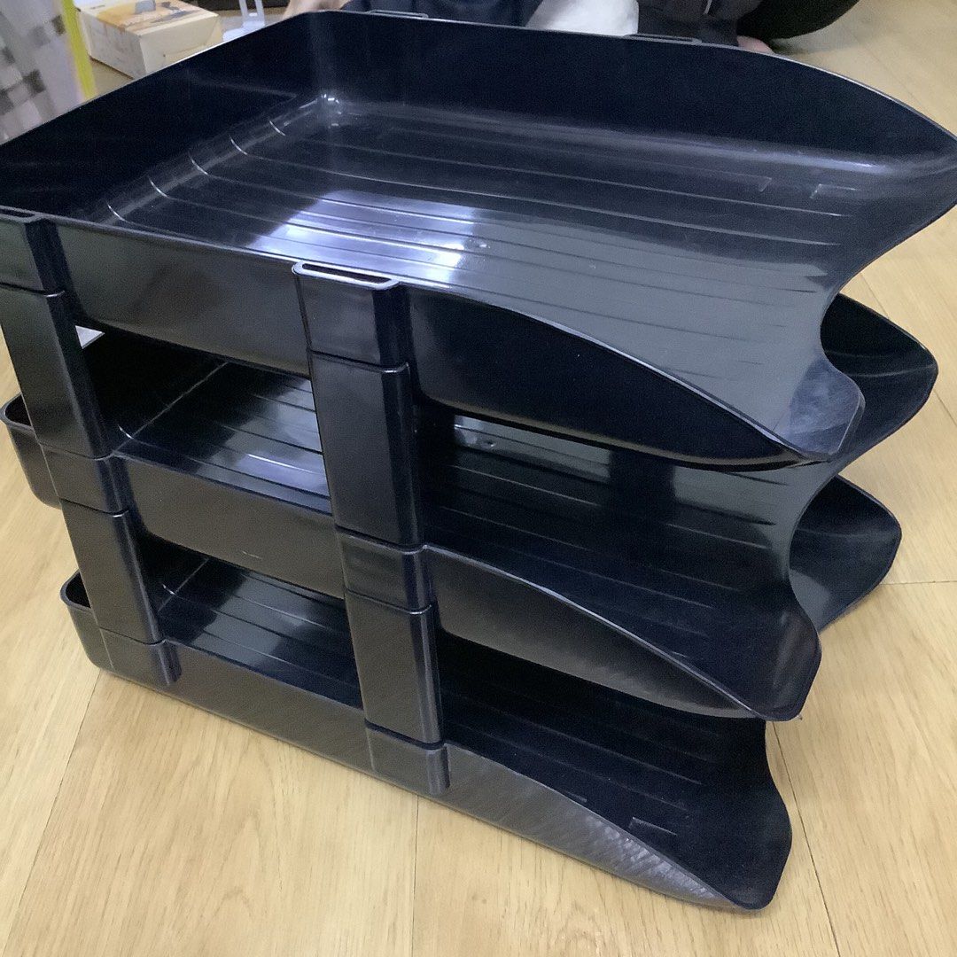 3 TIER DOCUMENT TRAY BLACK / TABLE ORGANIZER / RAK BUKU MEJA TULIS ...