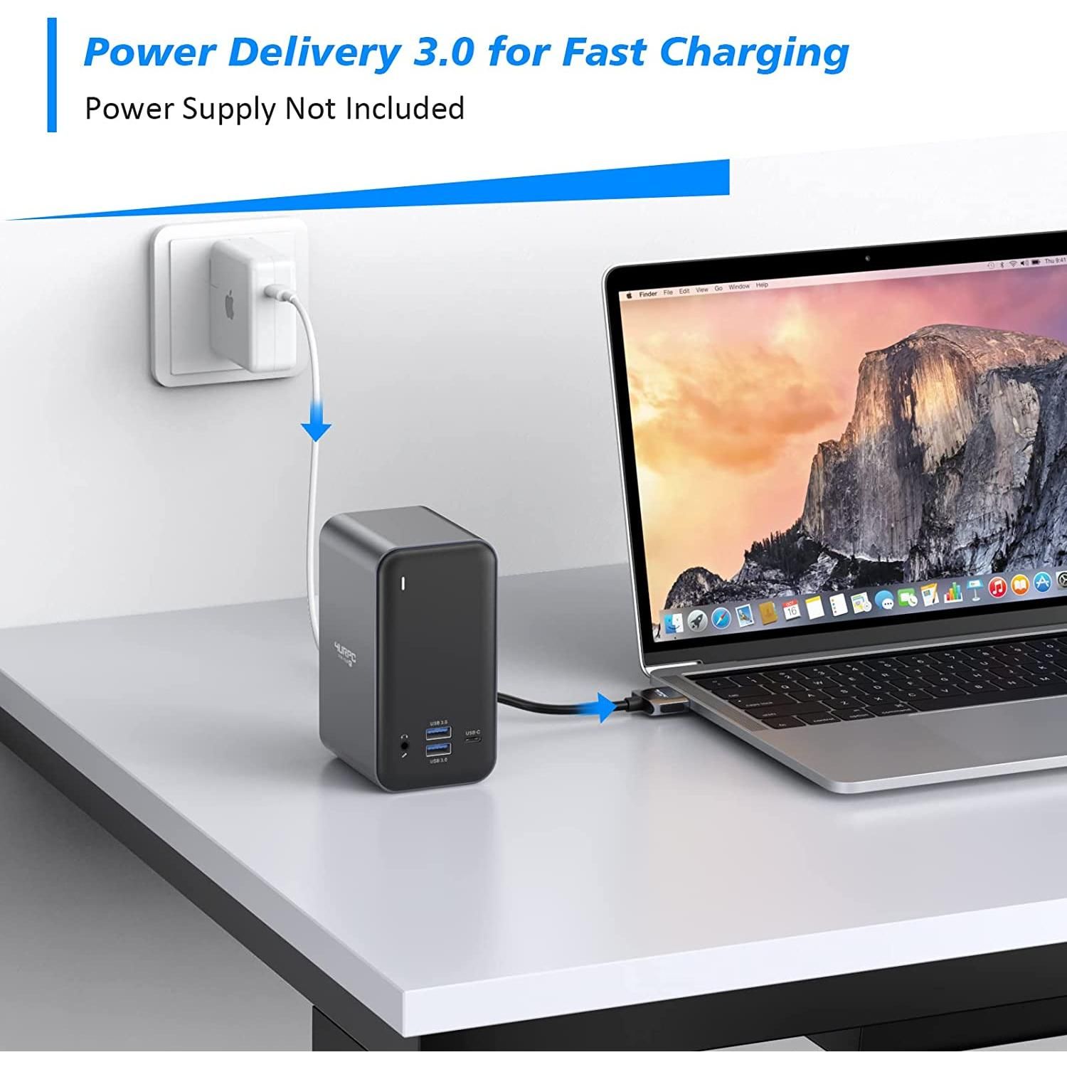 4URPC MacBook Pro Docking Station Dual Monitor HDMI 4K, 14-IN-2 USB C ...