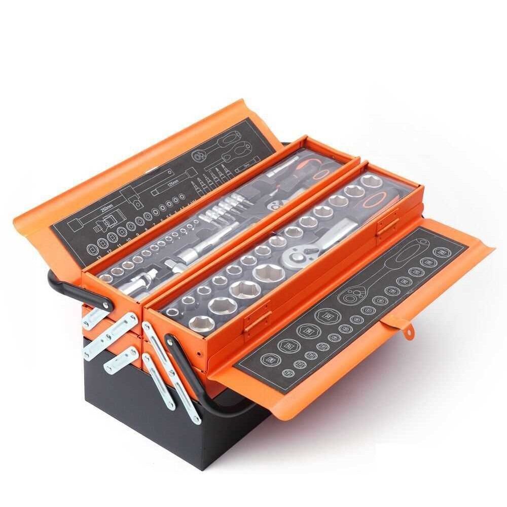 85 PCS Tool Set with Cantilever Metal Tool Box Set-5 Tier (85 Pcs x 1/4 ...