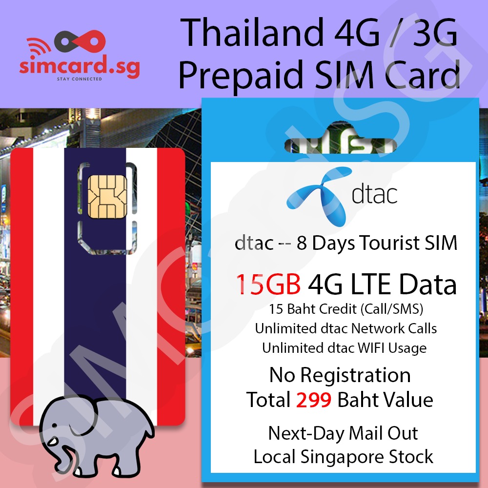 🇹🇭 Thailand dtac 299 Baht Happy SIM Card Prepaid Tourist SIM (Bangkok ...