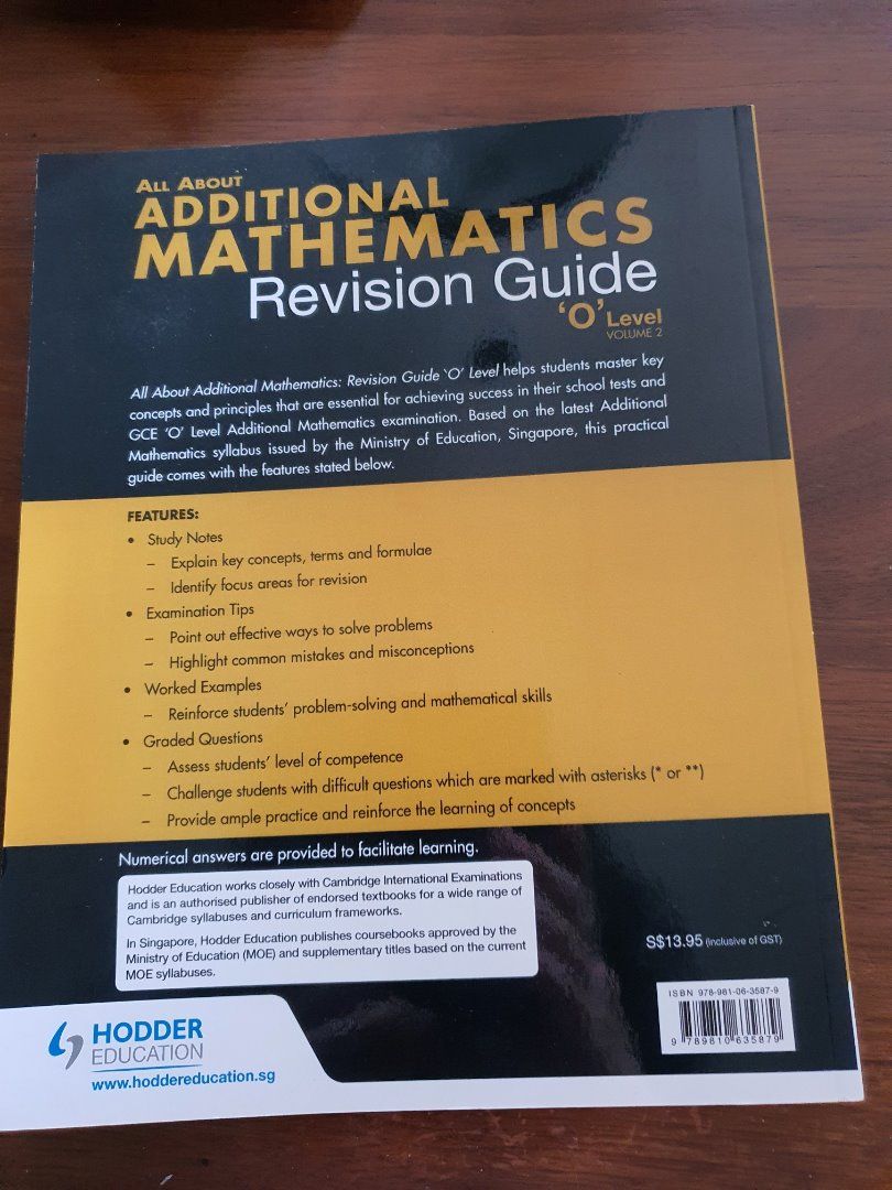 All About Additional Mathematics Revision Guide 'O' Level Volume 2 ...