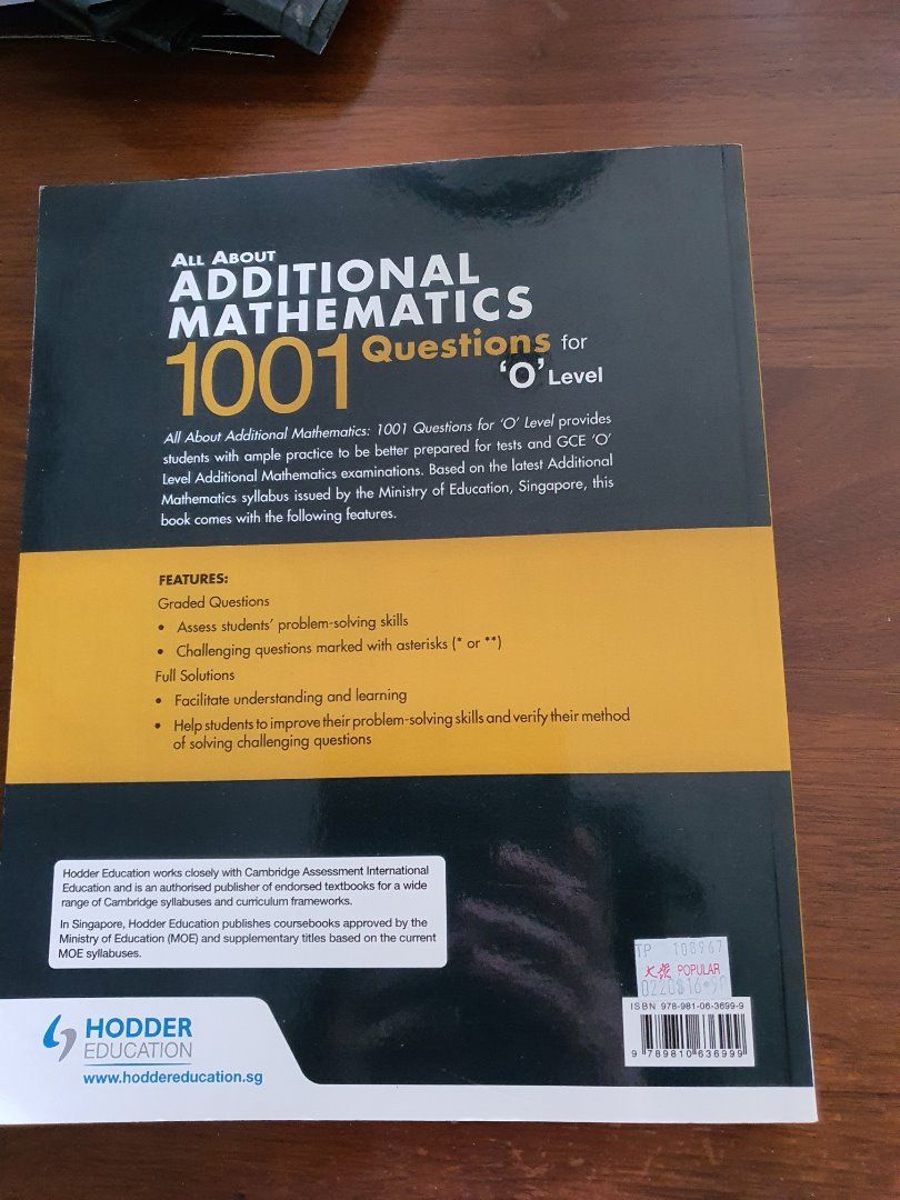 All About Additional Mathematics 1001 Questions for O Level, Hobbies ...