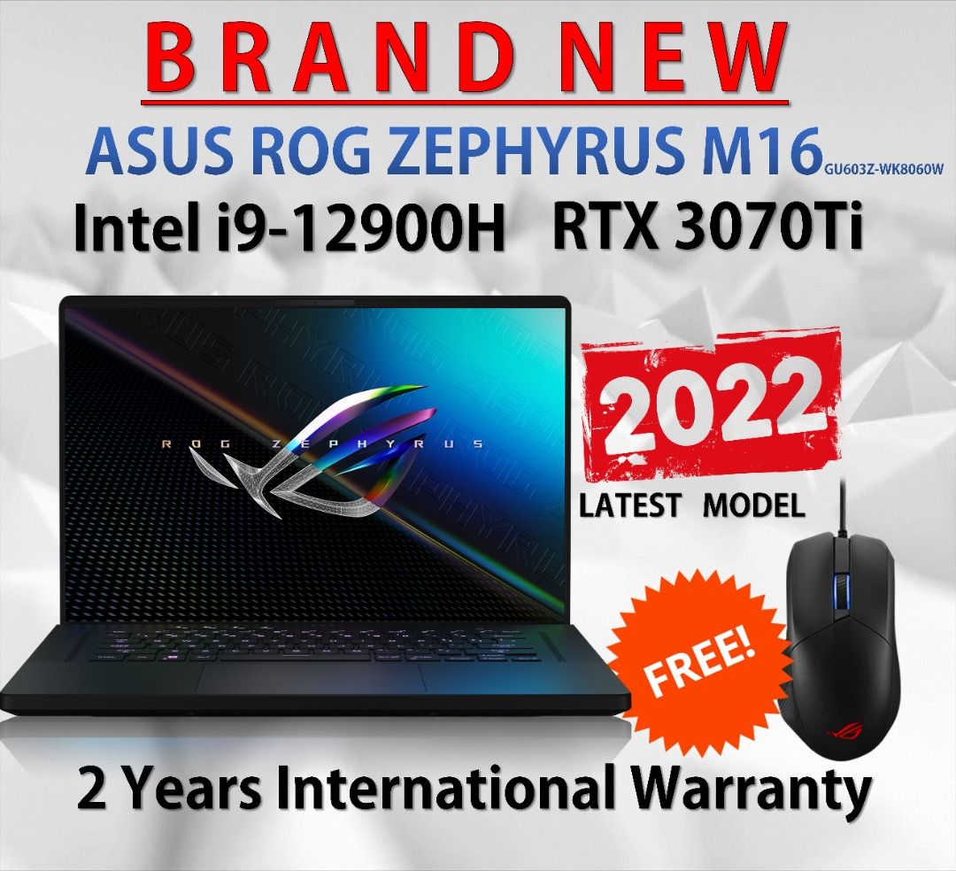 Asus ROG M16 Zephyrus (Intel i9-12900H, RTX 3070Ti, 32GB DDR5, 1TB SSD ...