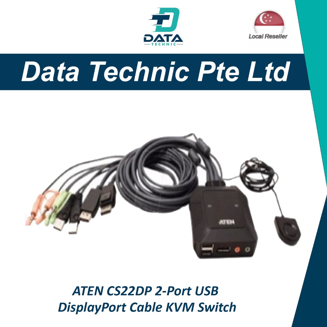 Aten CS22DP 2-Port USB DisplayPort Cable KVM Switch, Computers & Tech, Parts & Accessories ...