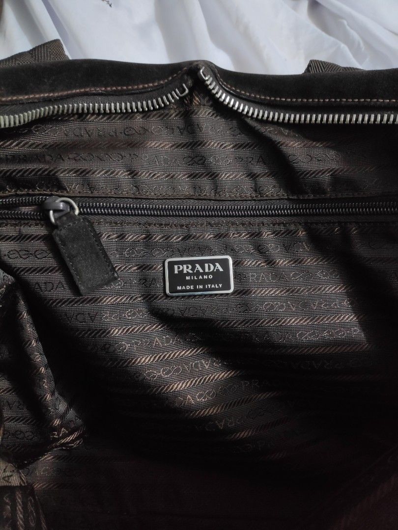 Authentic Prada Suede Two Way Laptop Weekend Messenger Crossbody Bag ...