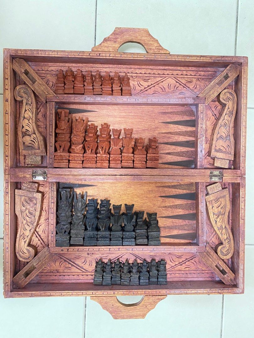 Balinese Handcarved Wooden Chess Set, Hobbies & Toys, Memorabilia ...